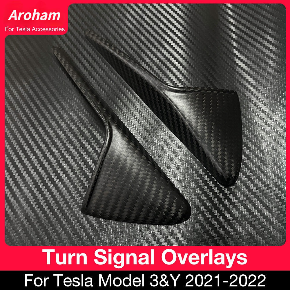 Real Carbon Fiber For Tesla Model 3 2021-2022 Model Y Car Side Marker ...