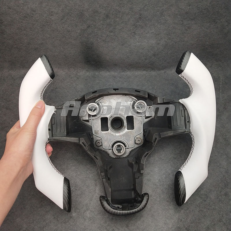 Carbon Fiber Car Yoke Steering Wheel Racing Style Replacement 2017 20 ...